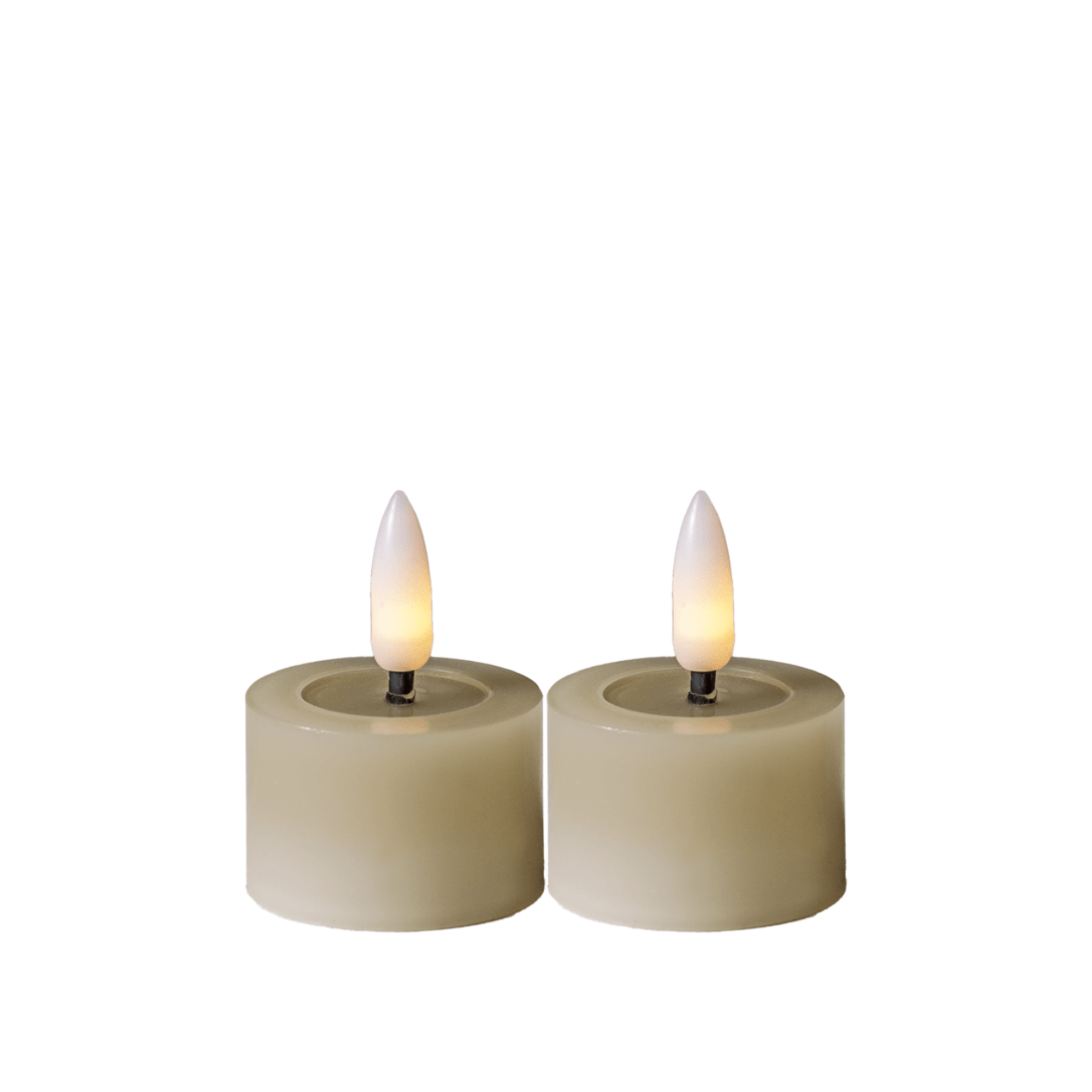LED-waxinelicht set beige, 2 stuks, 4x5 cm | TED Lights